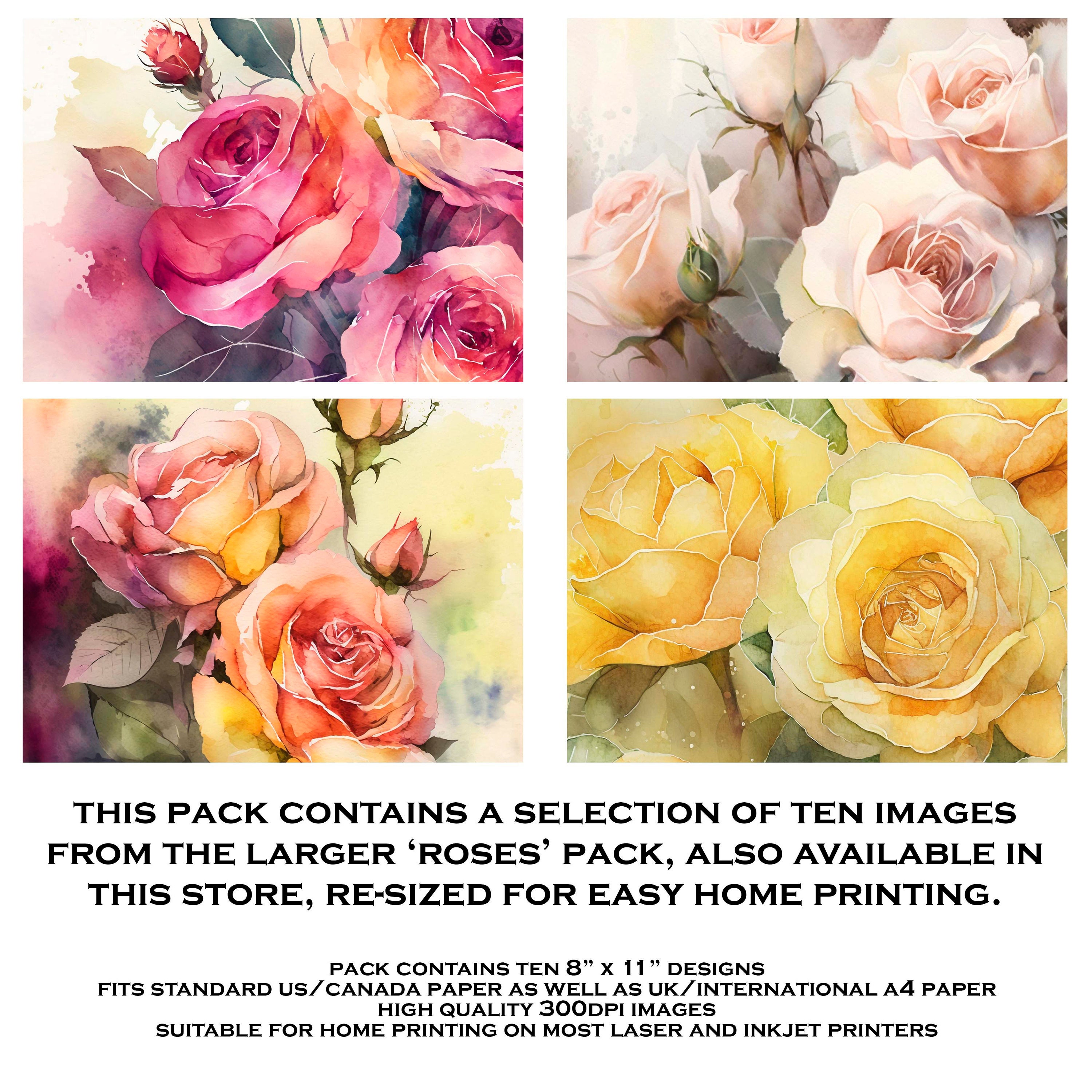 Roses Printable Decoupage: Beautiful DIGITAL PAPERS for - Etsy