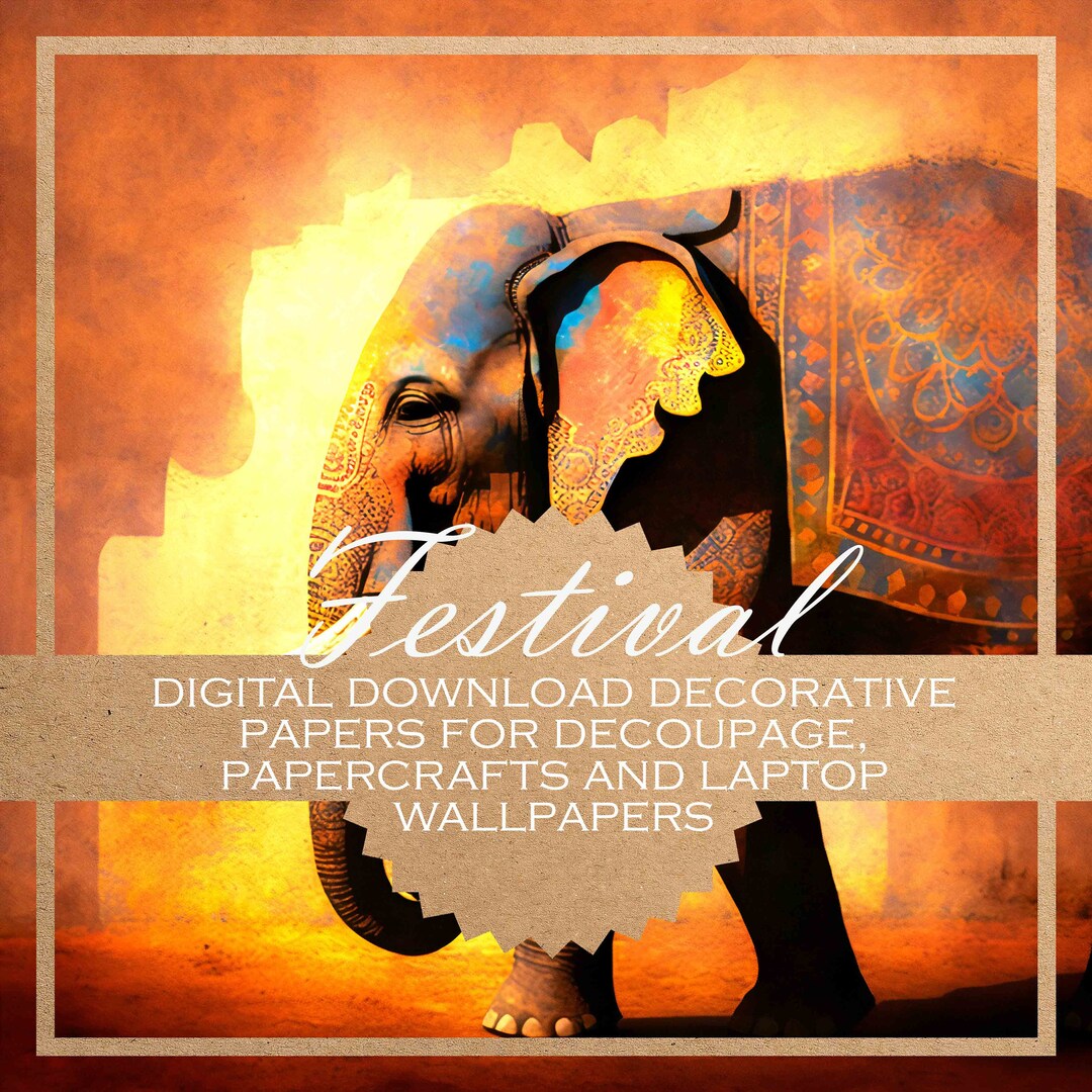 Festival: Decoupage Elephants - Printable DIGITAL PAPERS for Paper ...