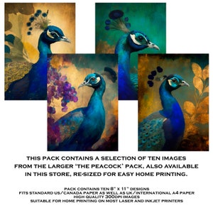 The Peacock - Printable Decoupage Papers, Home Print DIGITAL PAPERS ...