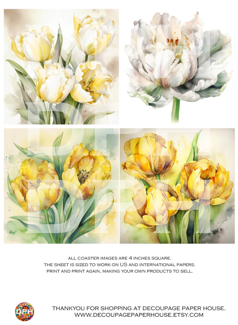 Printable 4x4 Images / TULIPS Theme / for - Etsy
