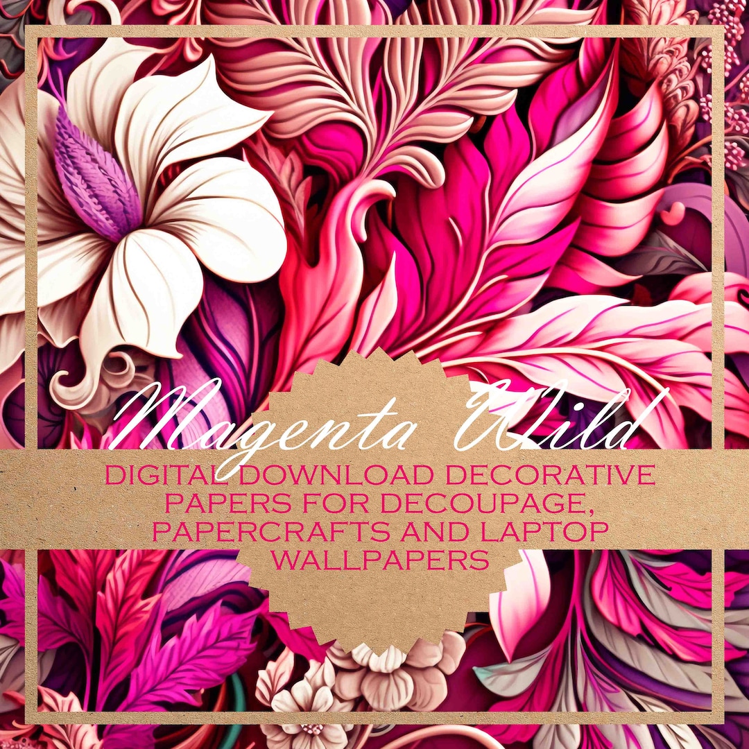 Magenta Wild: Decoupage Paper/ DIGITAL PAPERS Suitable for Paper Crafts ...