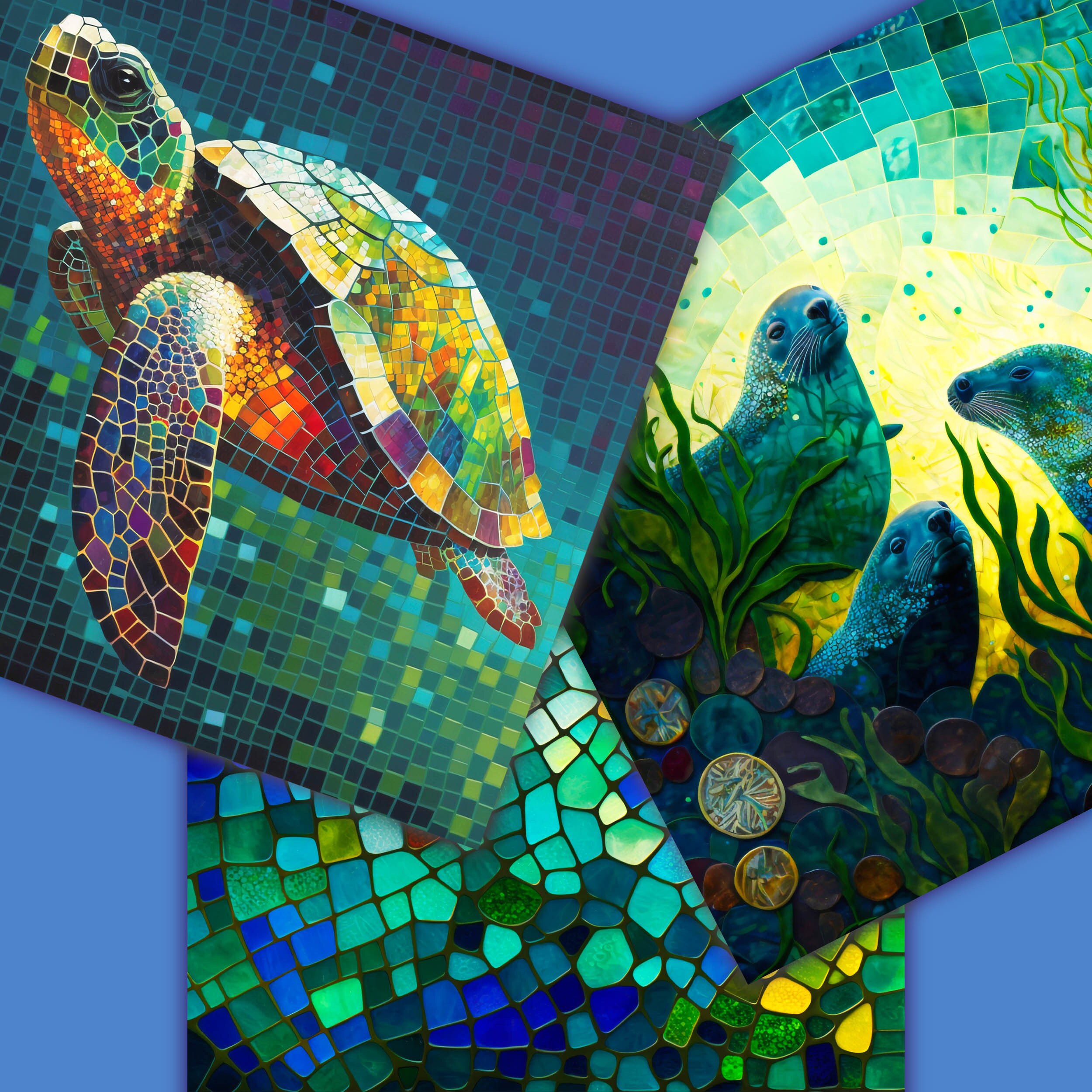 Oceanic: Sea Creatures Decoupage Papers/ 20x Beautiful Mosaic DIGITAL ...