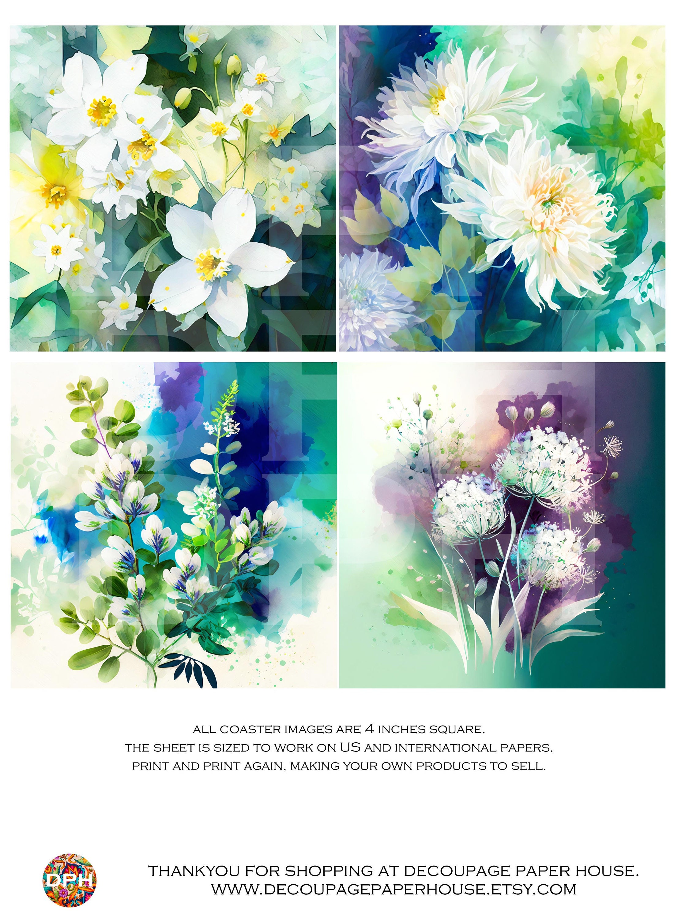 Printable 4x4 Images / THE WHITE GARDEN Theme / - Etsy