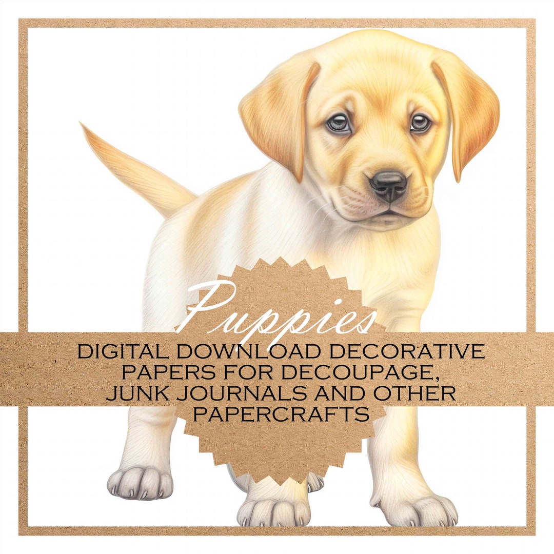 Buy Puppies: Dog Decoupage Paper 10x Designs/ DIGITAL PAPERS for All ...