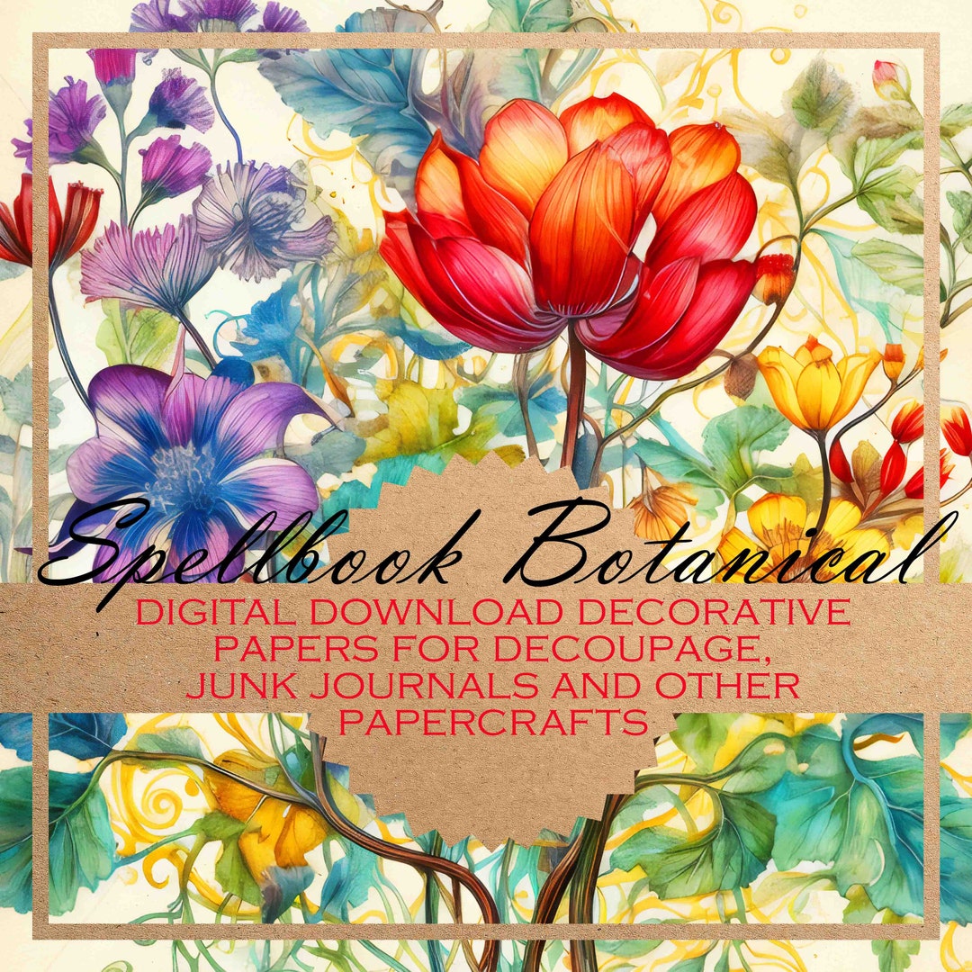 Spellbook Botanical: Decoupage DIGITAL PAPERS Suitable for Paper Crafts ...