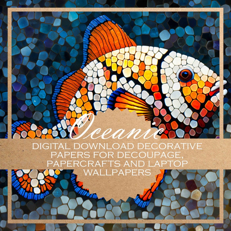 Oceanic: Sea Creatures Decoupage Papers/ 20x Beautiful Mosaic DIGITAL ...