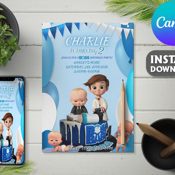 Baby Boss Invitation Template - Etsy