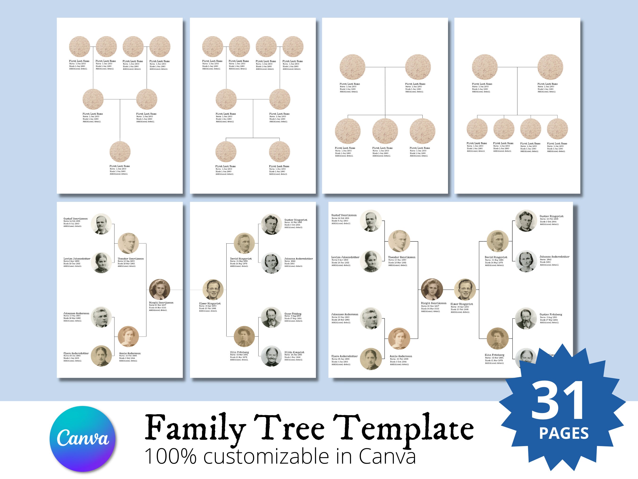 Family Tree Template A4 & Letter Size Genealogy Family - Etsy Australia