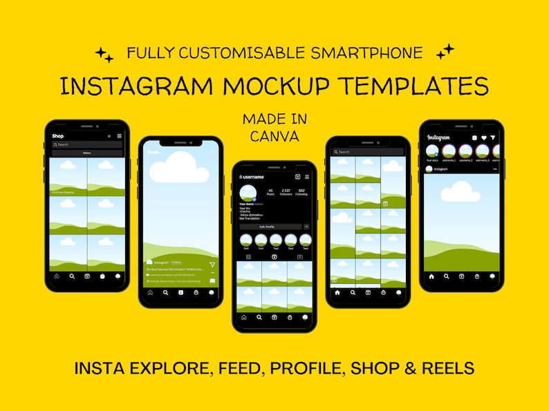 Instagram Mockup Canva Template Bundle, Customisable Mockup, Branding ...
