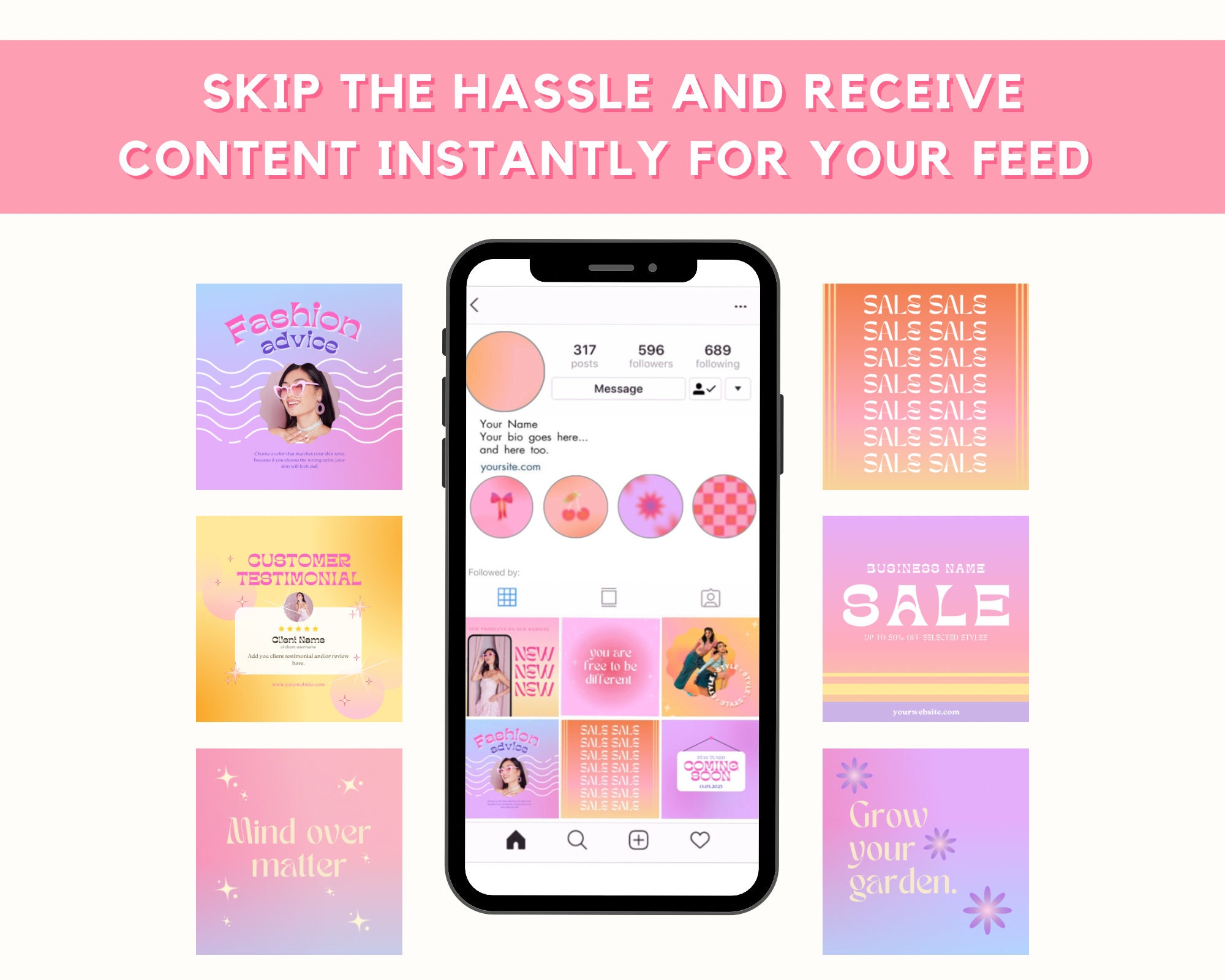 150 Colorful Instagram Templates, Gradient Instagram Templates, Pink ...