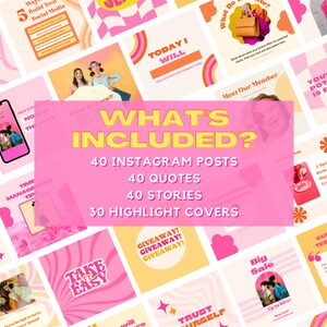 150 Colorful Instagram Templates, Retro Instagram Templates, Pink ...