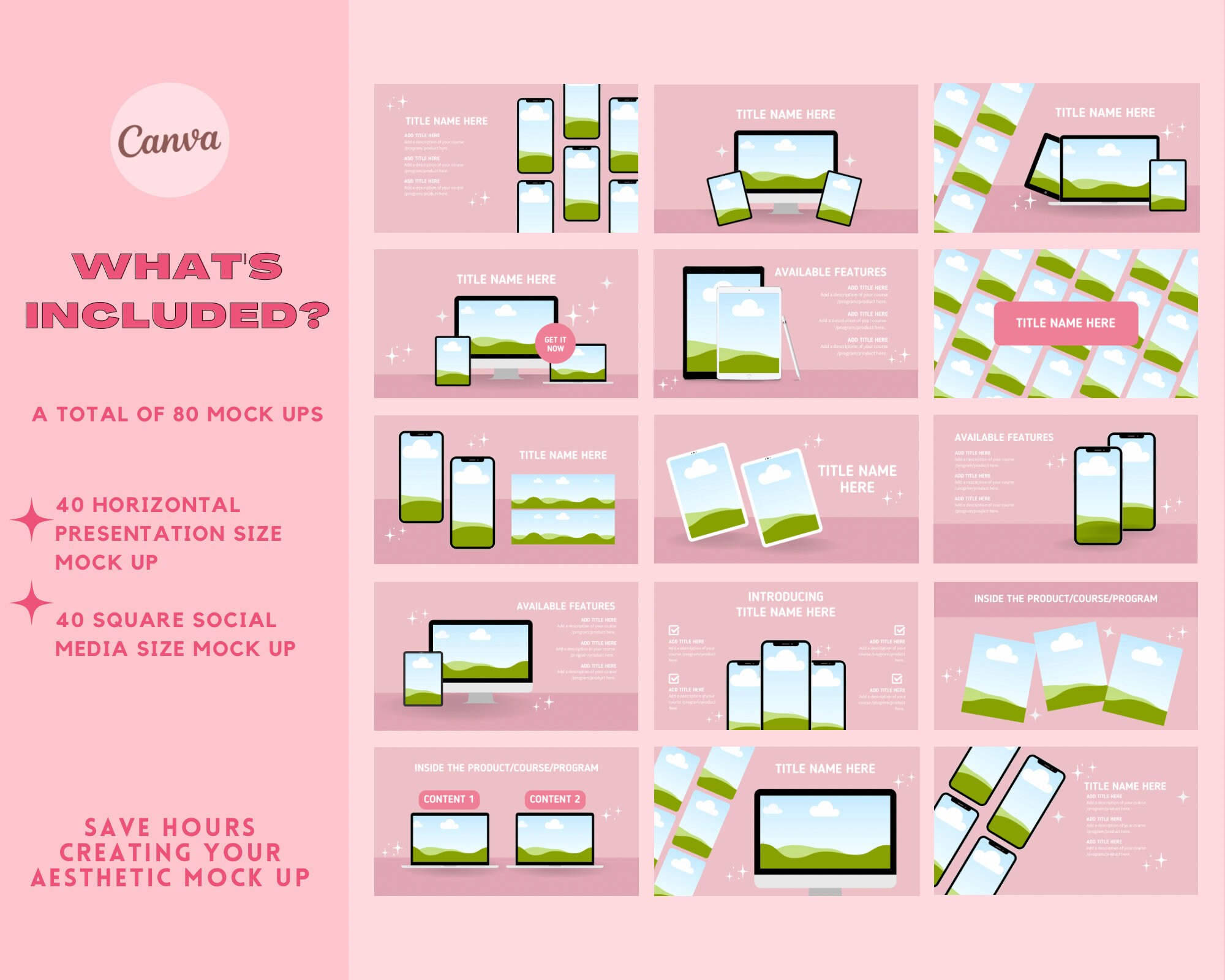 Mock up Canva Template for Coaches, Pink Minimal Mockup, Digital ...