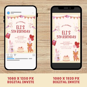 Editable Children Birthday Invitation Template, Fifth Birthday ...