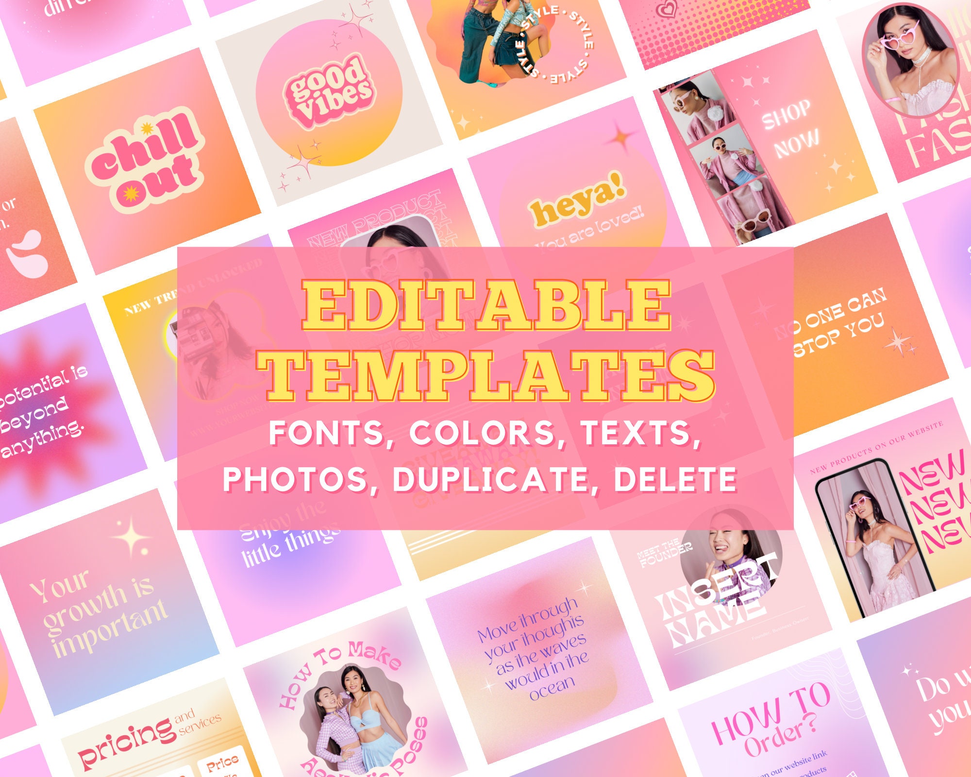 150 Colorful Instagram Templates, Gradient Instagram Templates, Pink ...