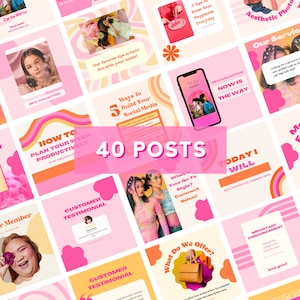 150 Colorful Instagram Templates, Retro Instagram Templates, Pink ...
