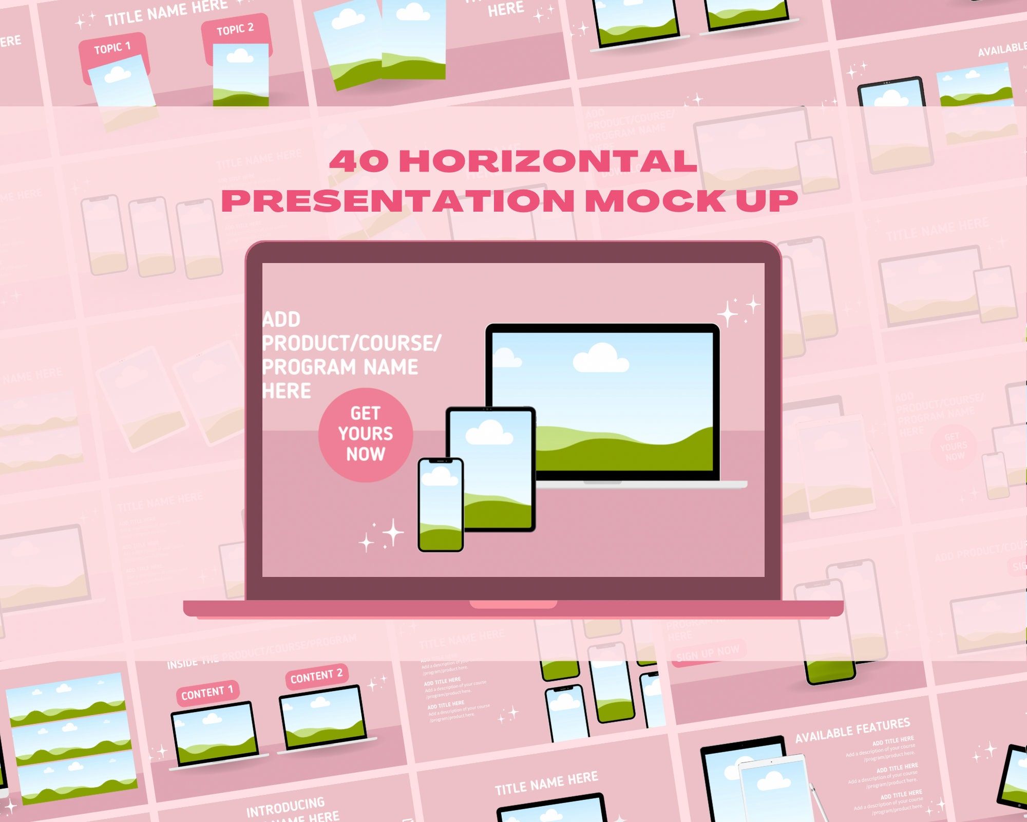 Mock up Canva Template for Coaches, Pink Minimal Mockup, Digital ...