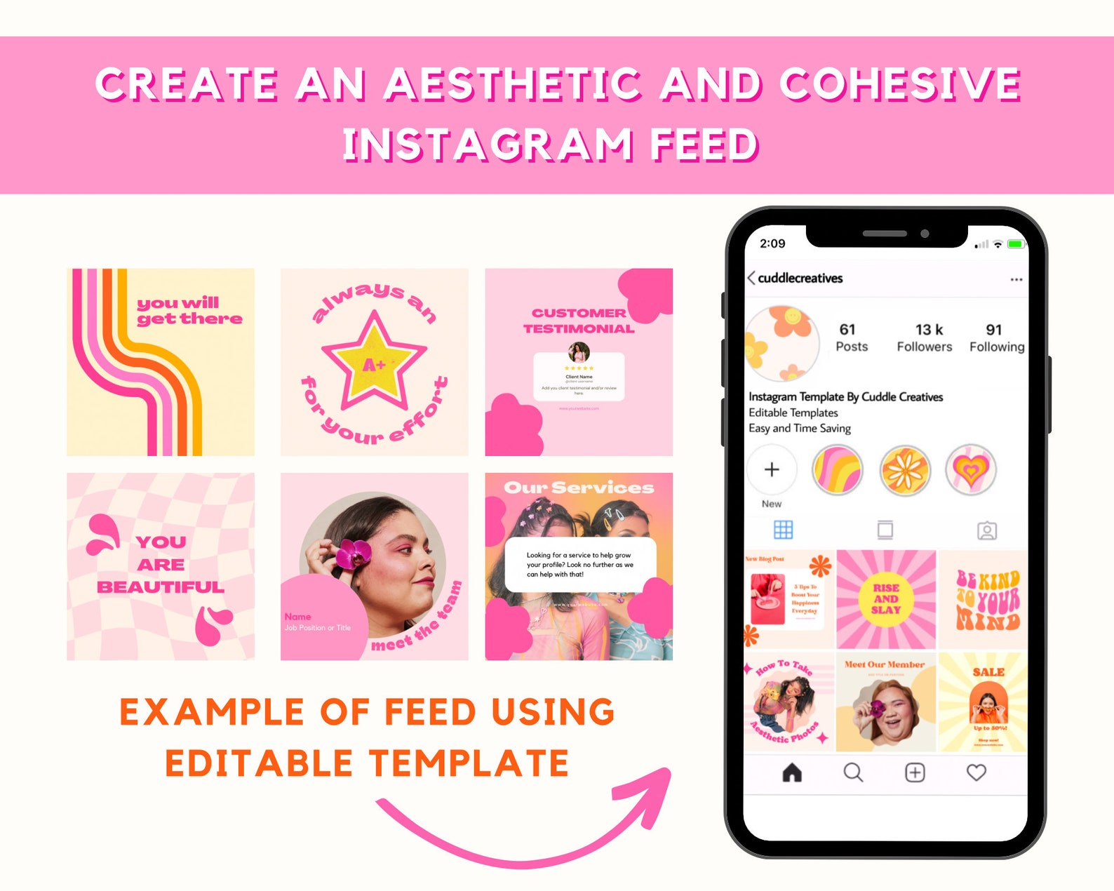 150 Colorful Instagram Templates, Retro Instagram Templates, Pink ...