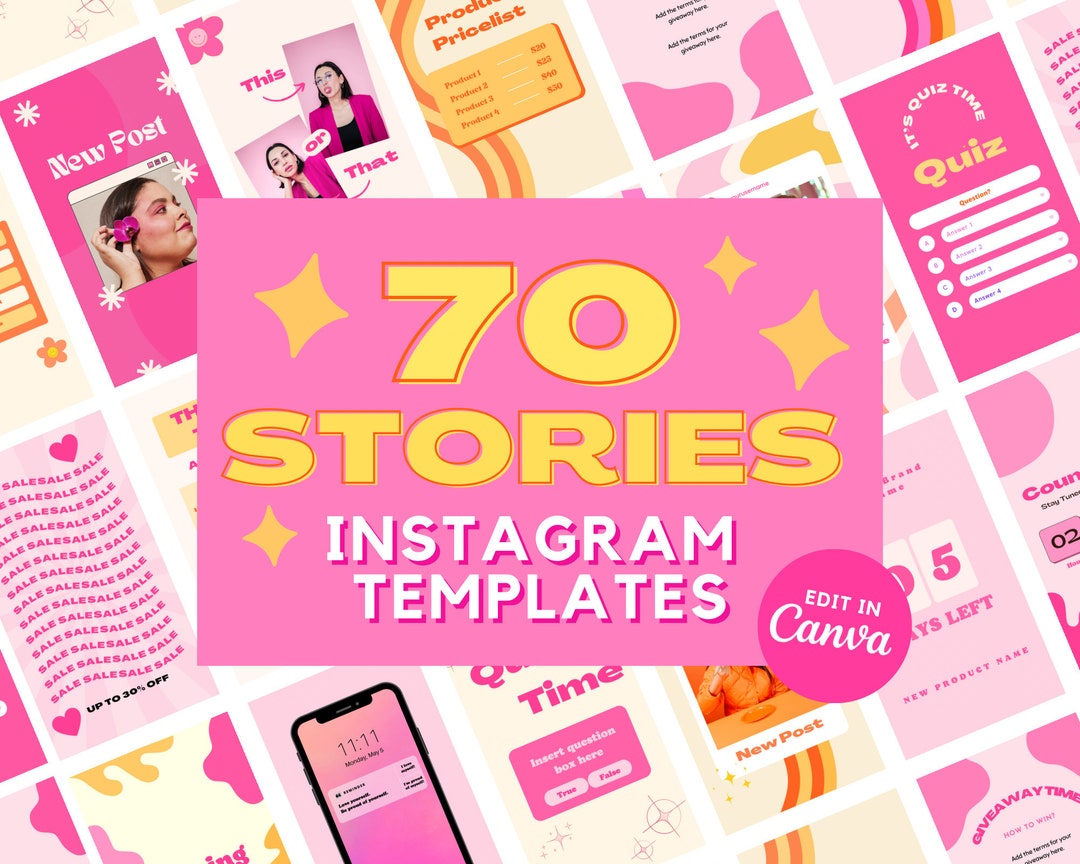 70 Colorful Instagram Templates, Retro Instagram Templates, Pink Orange ...
