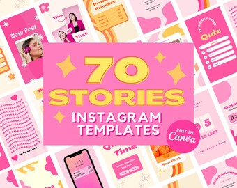 150 Colorful Instagram Templates, Retro Instagram Templates, Pink ...