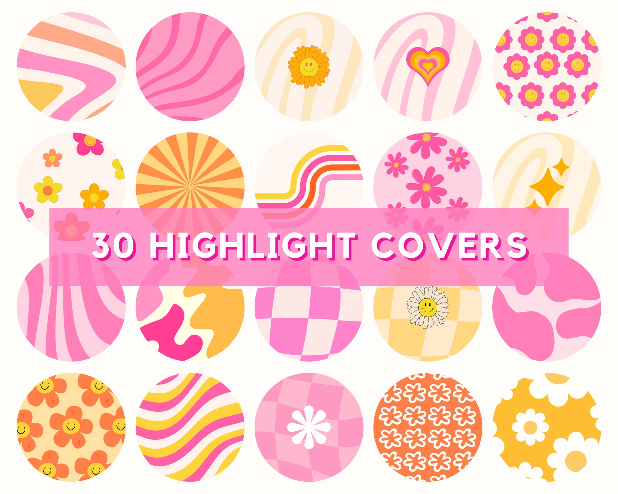 70 Colorful Instagram Templates, Retro Instagram Templates, Pink Orange ...