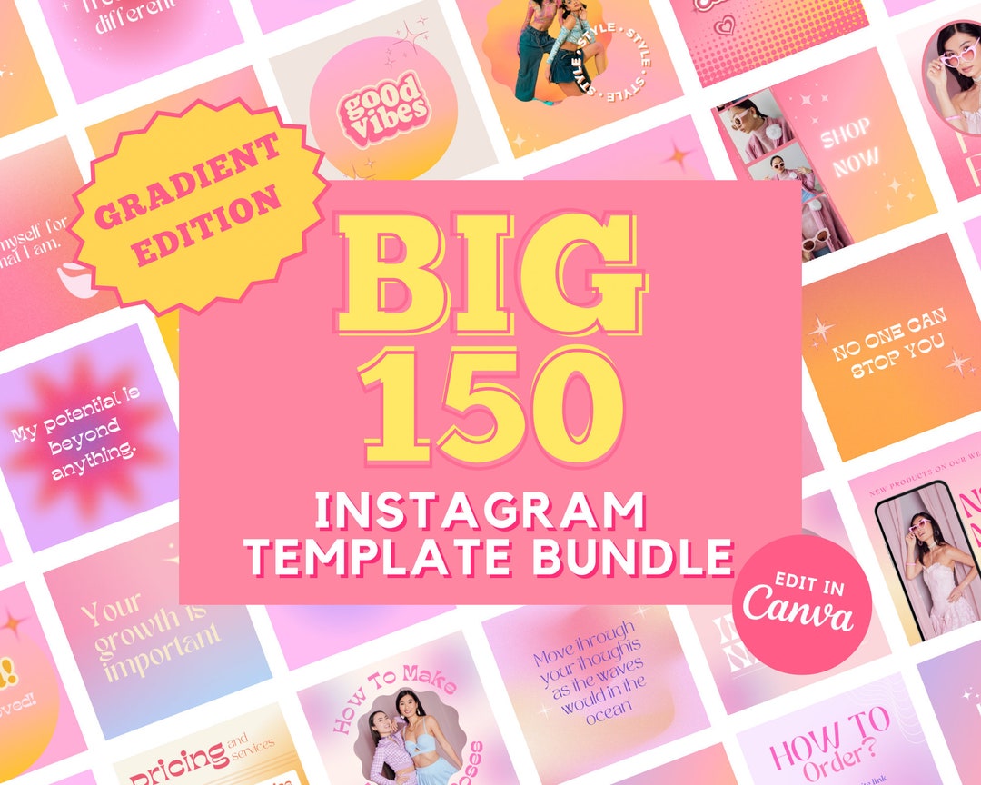 150 Colorful Instagram Templates, Gradient Instagram Templates, Pink ...