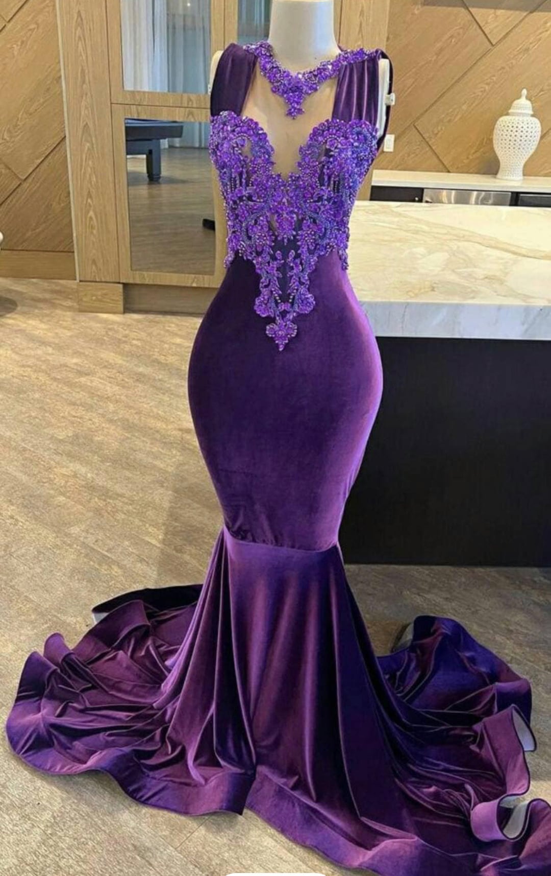 Purple Mermaid Dress, Embellished Luxury Gown, Birthday Dress ...