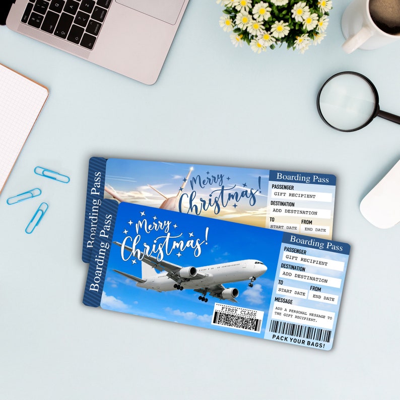 Christmas Boarding Pass Template, Plane Ticket Gift, Surprise Vacation ... Christmas Boarding Pass Template, Plane Ticket Gift, Surprise Vacation ...