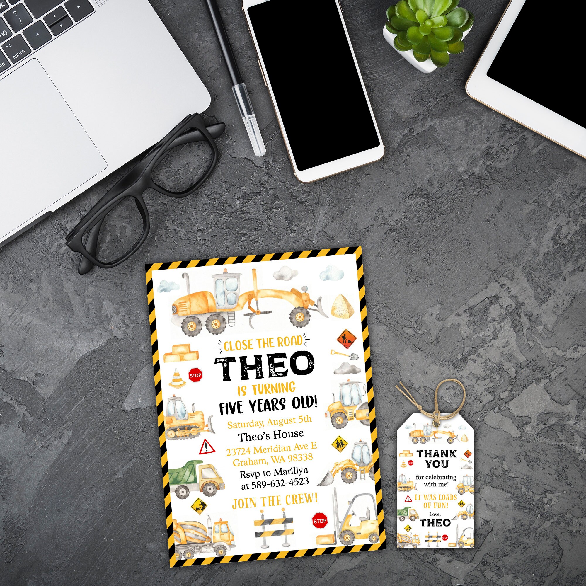 Construction Birthday Party Invitation Template, Construction ...