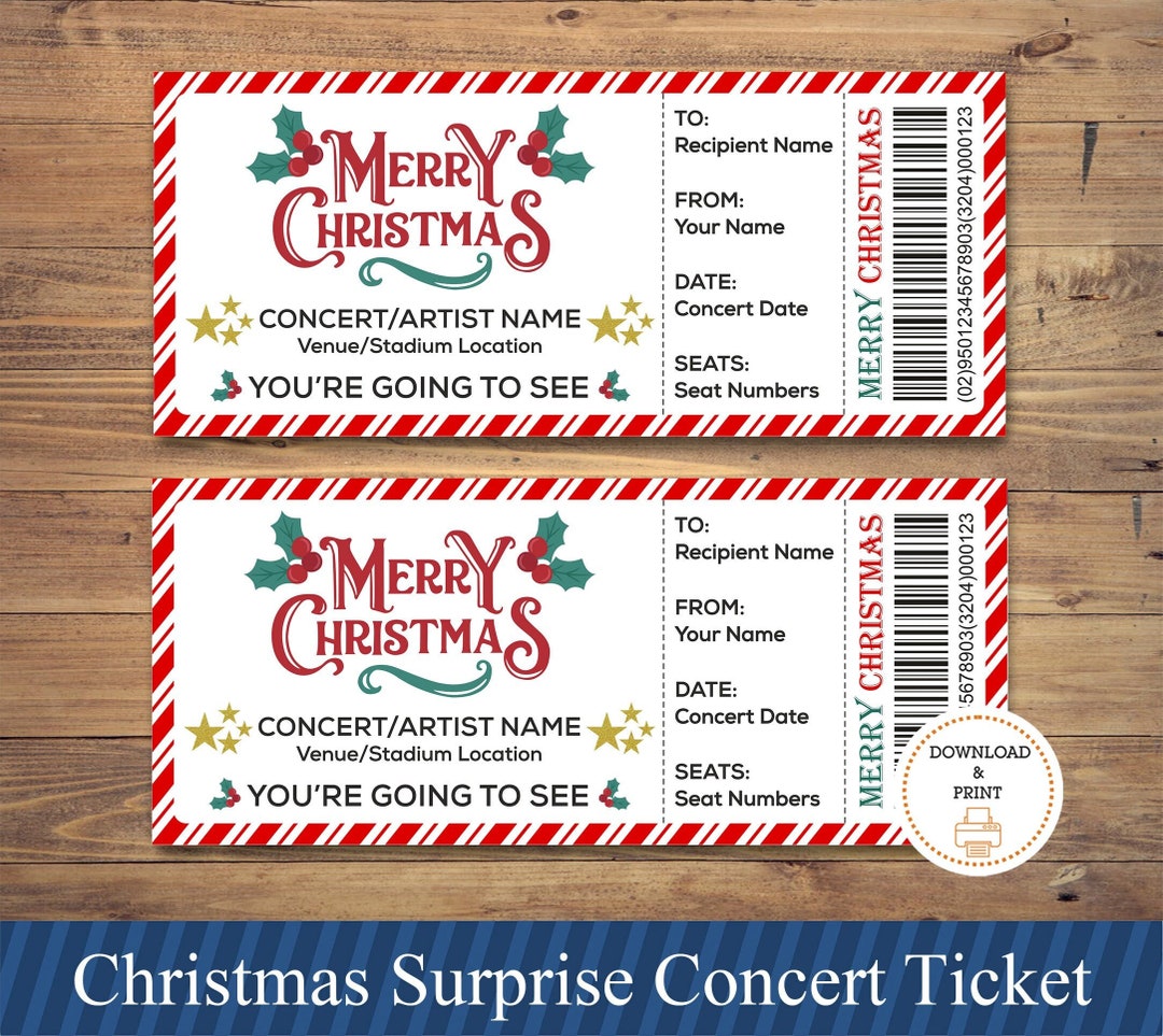 Editable CHRISTMAS Surprise Concert Ticket. Editable Artist | Band ...
