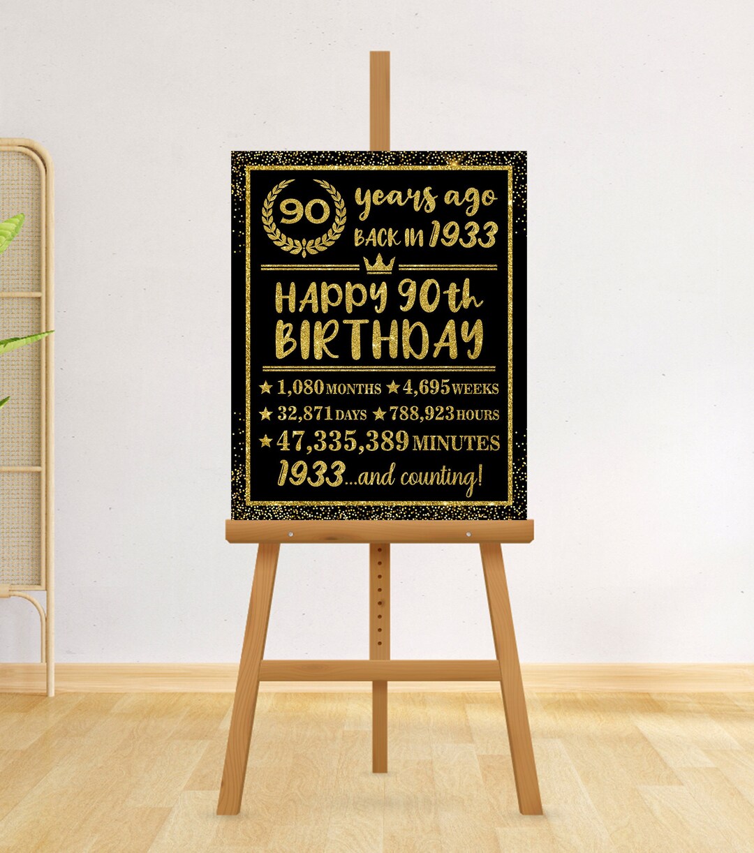 90th Birthday Party Print, 90th Party Decor, Table Decor, 90 Years ...