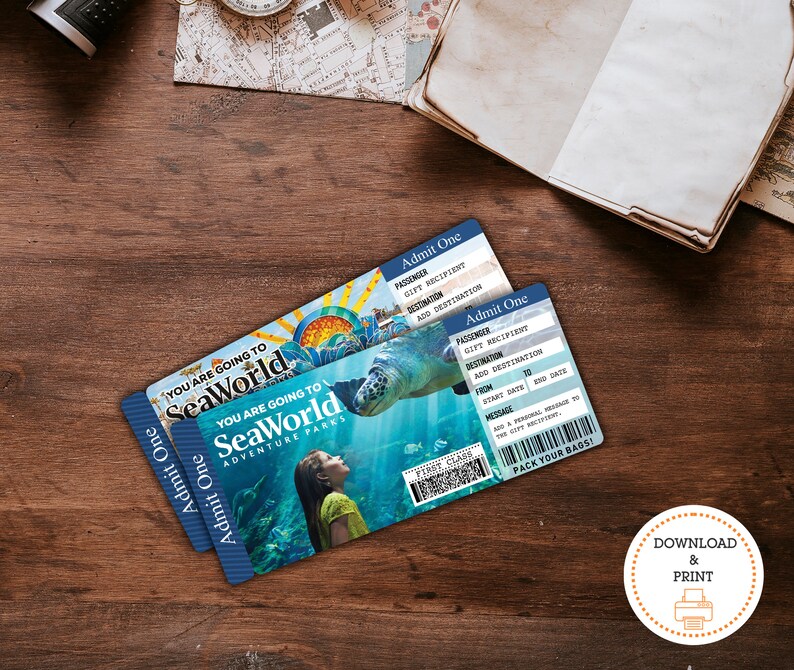 Printable SEAWORLD Surprise Trip Tickets. Seaworld Trip - Etsy