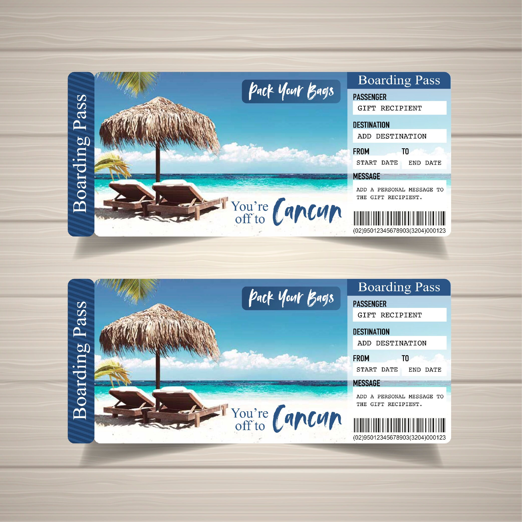 Editable CANCUN Surprise Trip Gift Ticket. Boarding Pass.trip Ticket ...