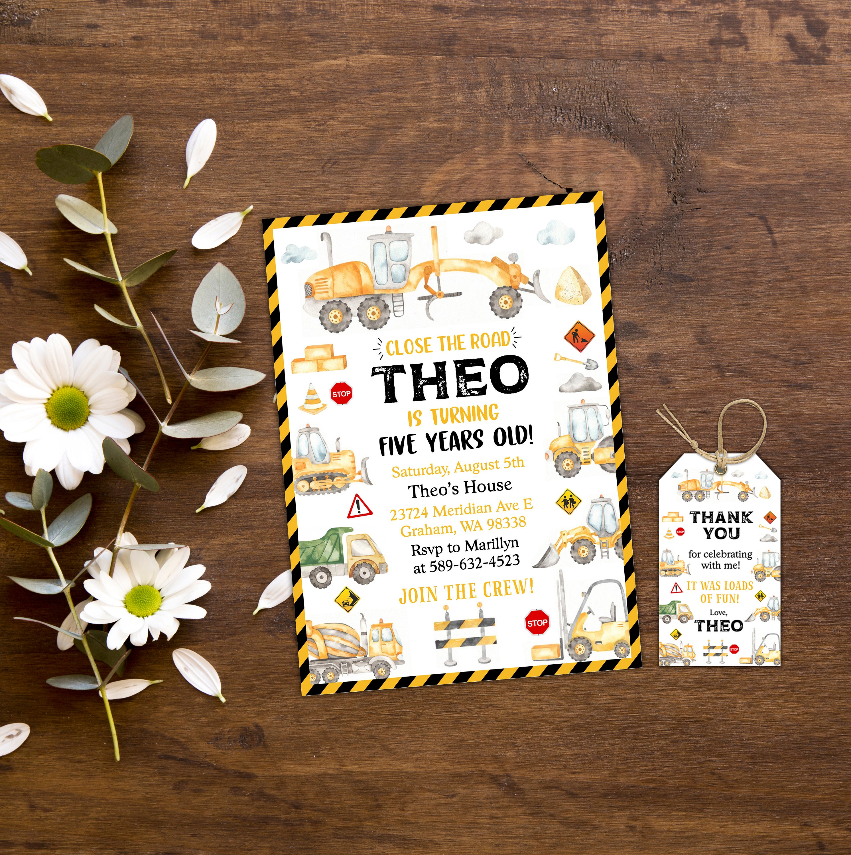 Construction Birthday Party Invitation Template, Construction ...