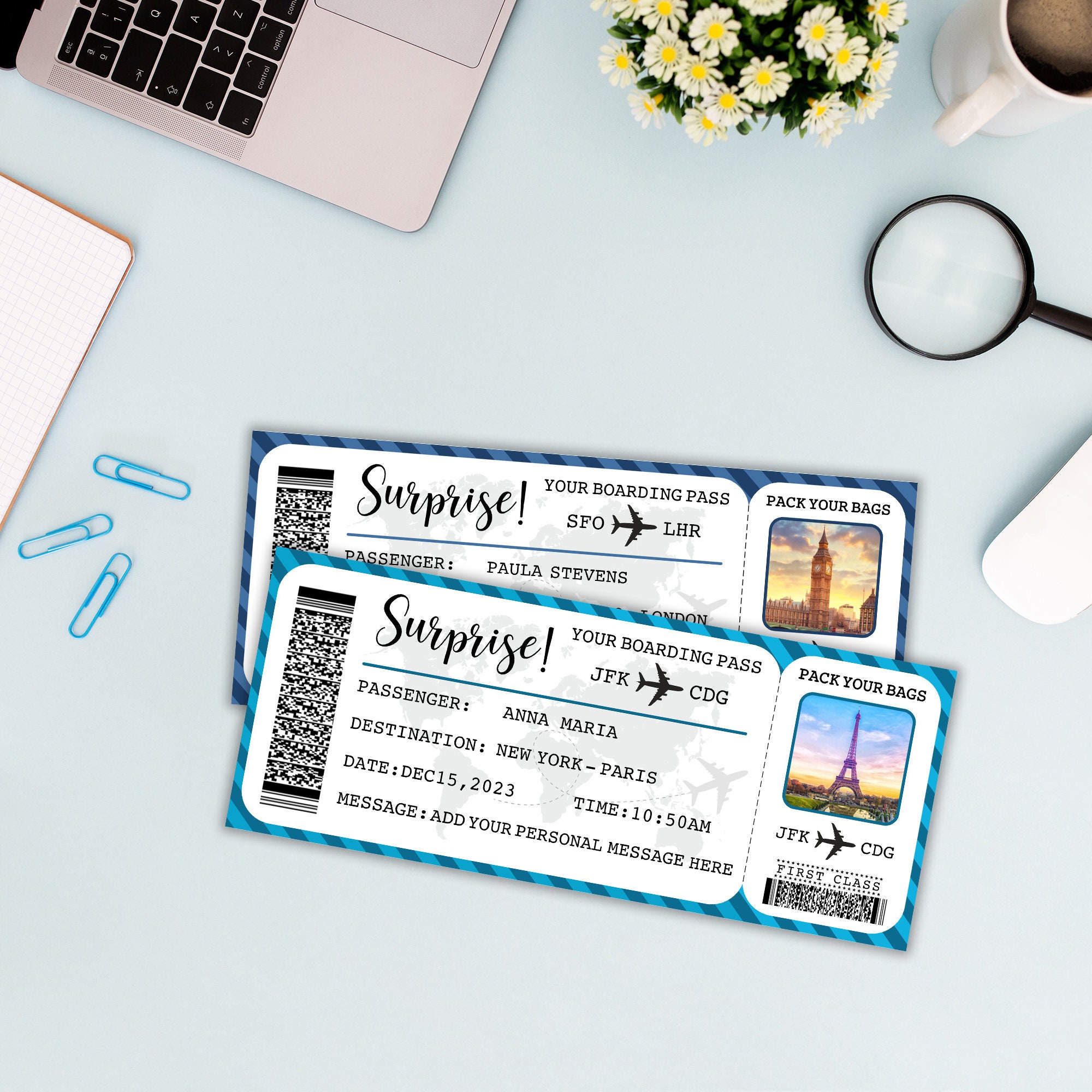 Editable Boarding Airplane Ticket, Custom Airline Ticket, Boarding Pass ...