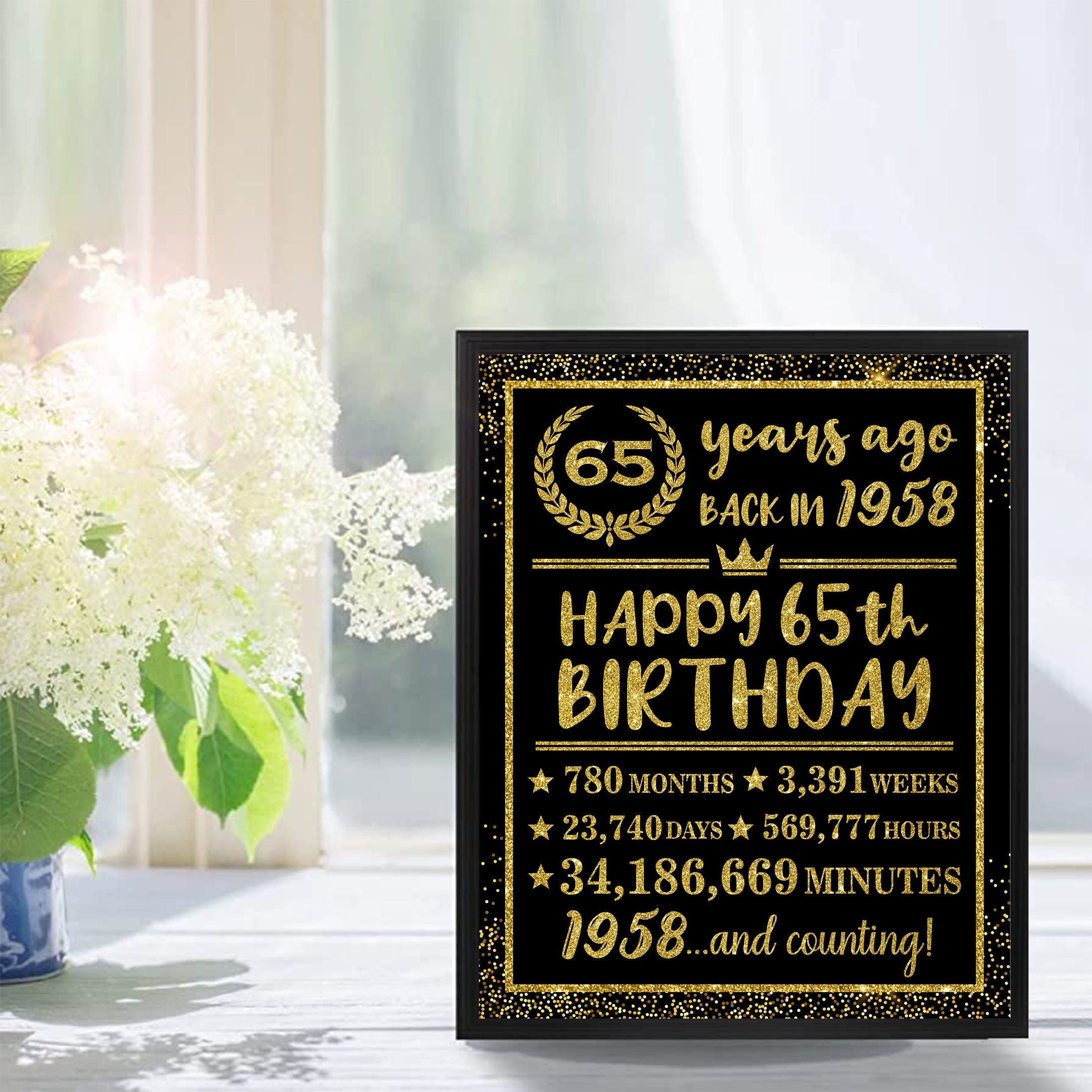 65th Birthday Party Print, 65th Party Decor, Table Decor, 65 Years ...