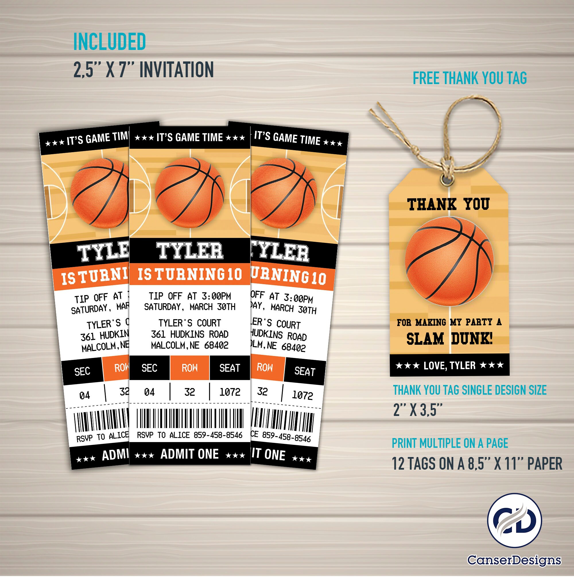 Basketball Birthday Invitation, Basketball Ticket Invite, Boy ...
