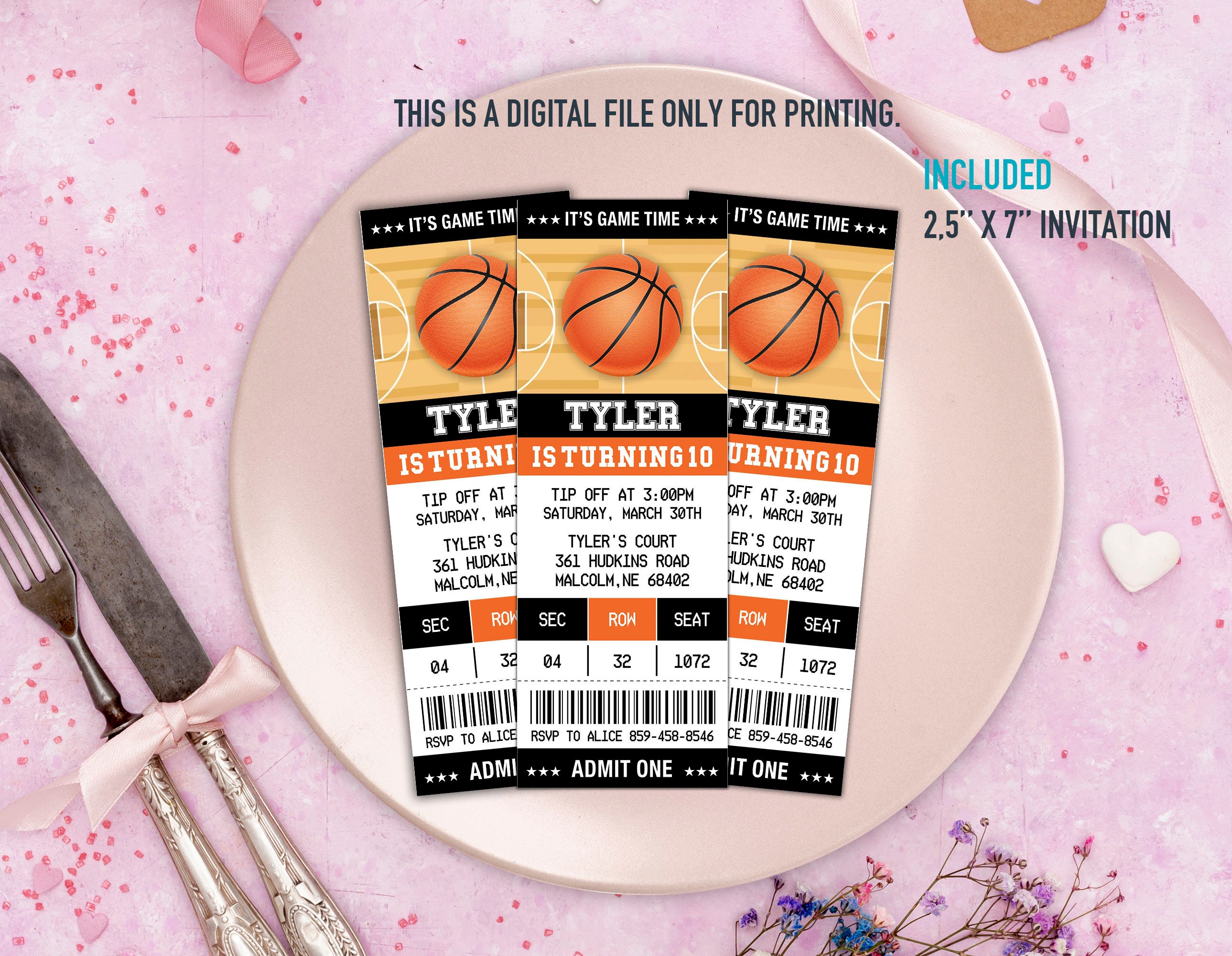 Basketball Birthday Invitation, Basketball Ticket Invite, Boy ...