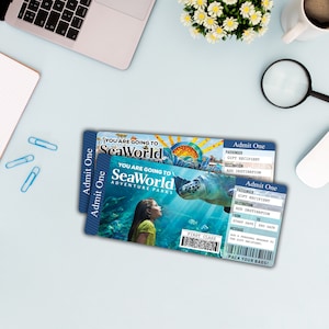 Printable Seaworld Surprise Trip Ticket, Editable Vacation Reveal (PDF ...