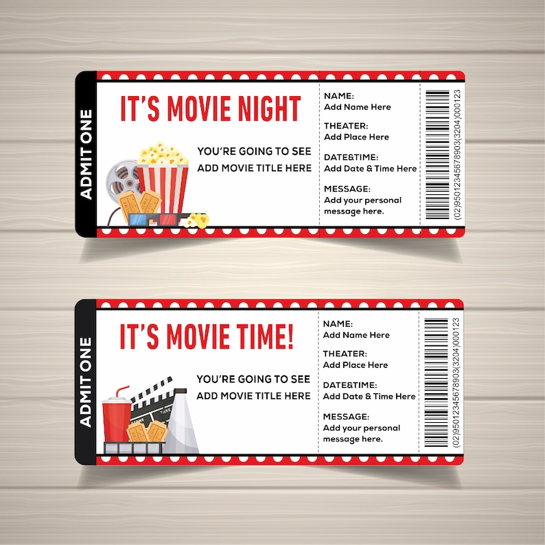 Printable Movie Gift Ticket: Surprise Reveal Boarding Pass (instant ...