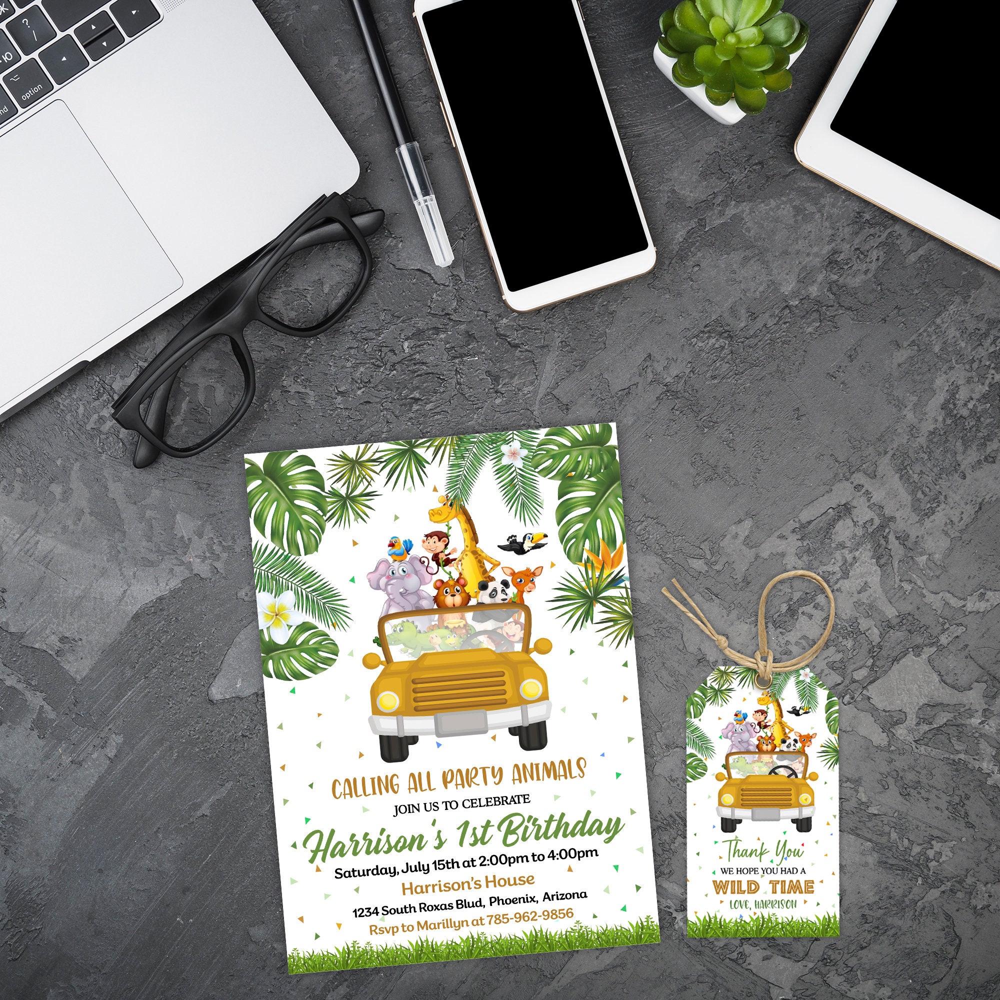 Printable Safari Birthday Invitation, Wild One 1st Birthday Invite ...