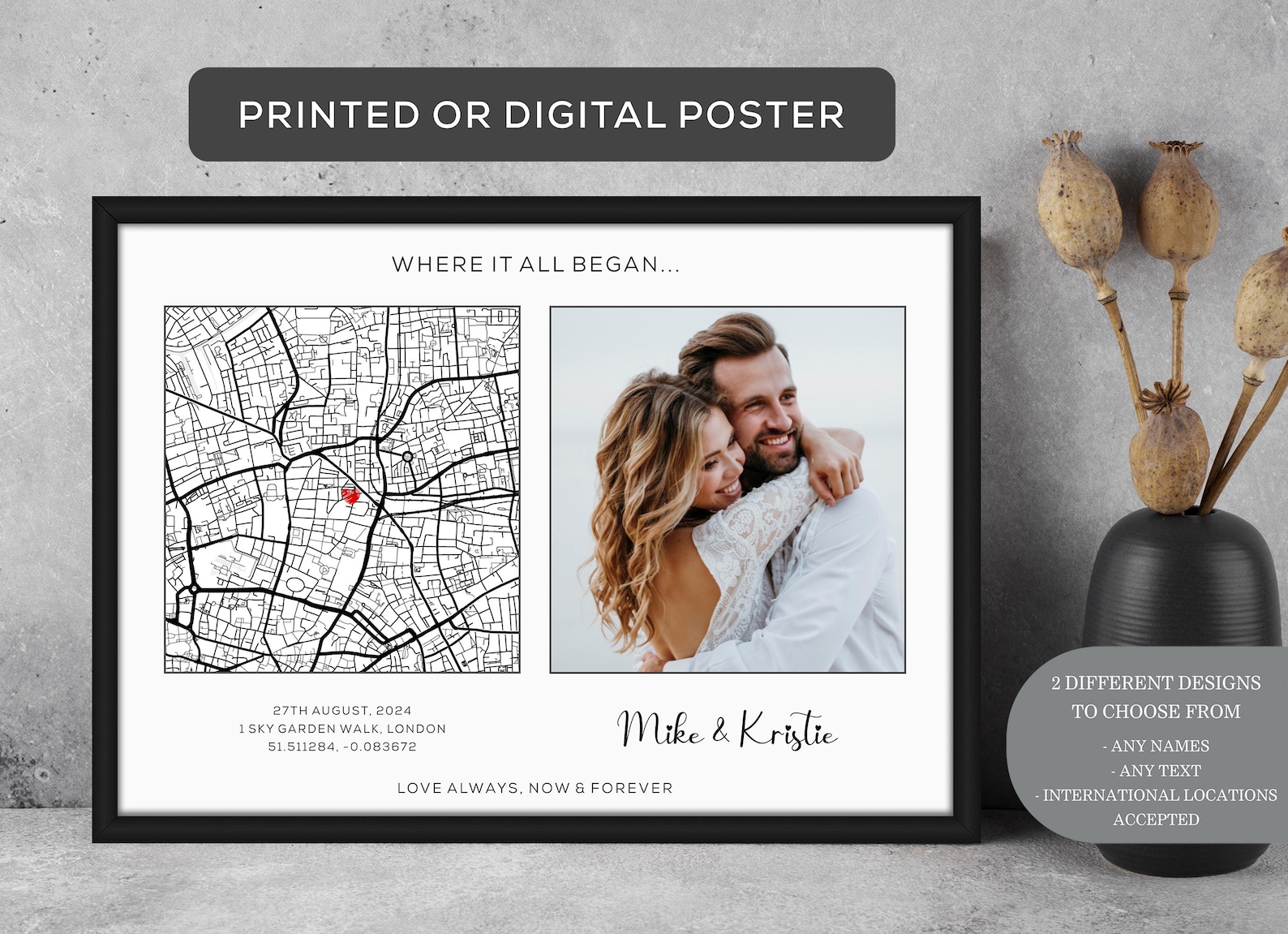Personalized Where It All Began Poster, Anniversary Gifts, Engagement ...
