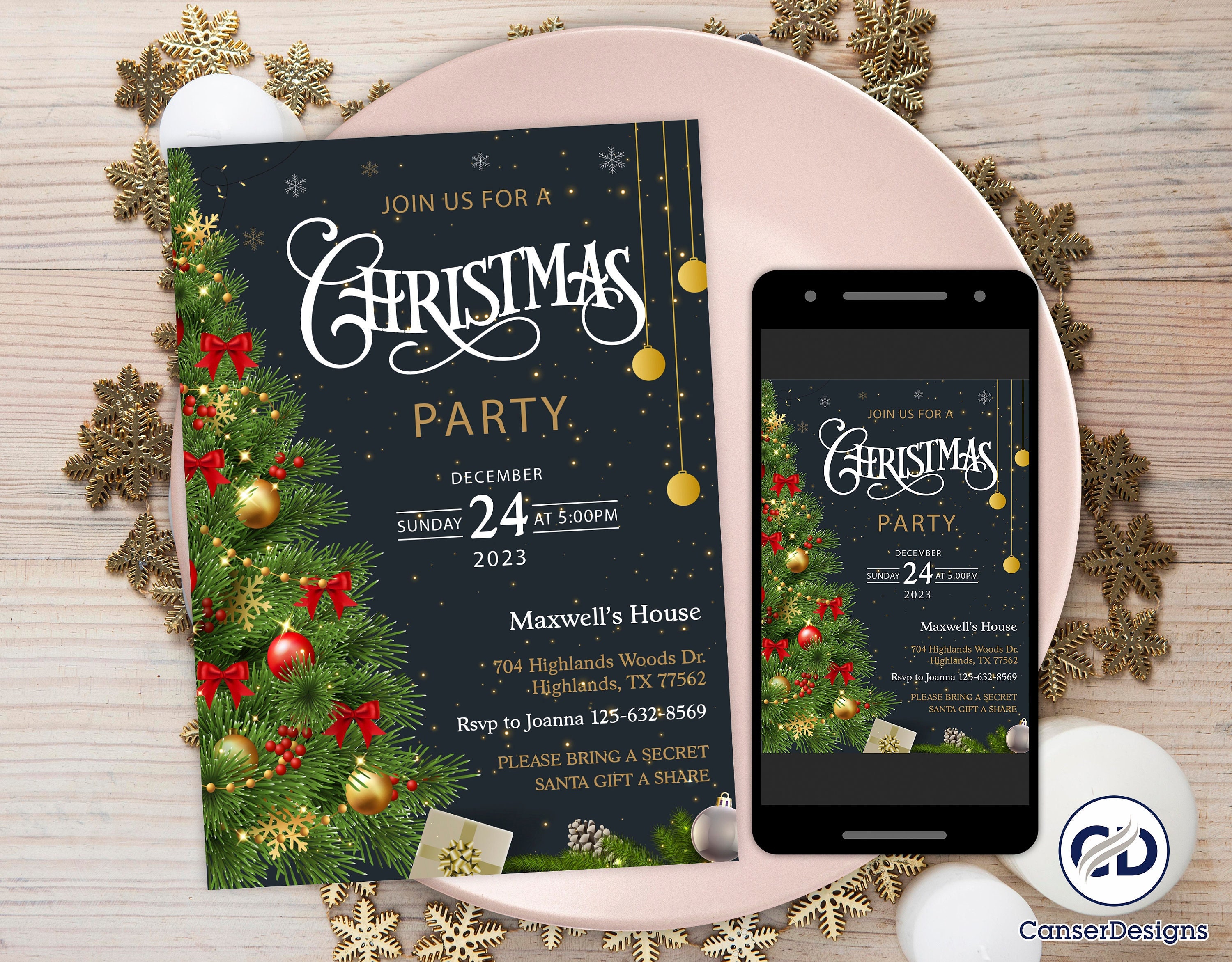 Christmas Party Invitation, Christmas Party Invite, Christmas Party ...