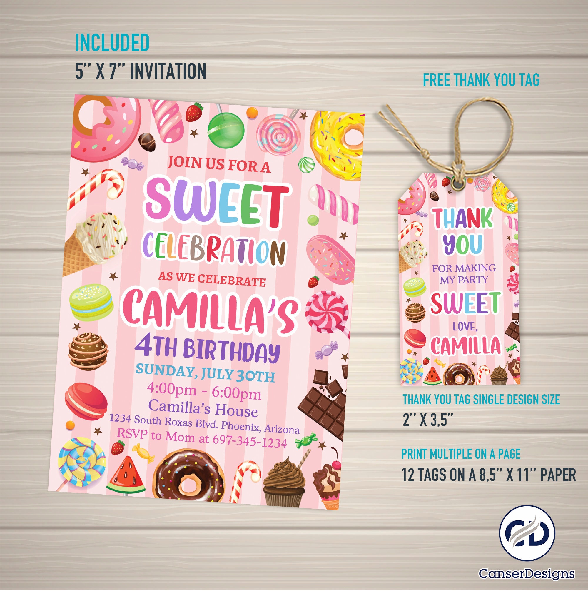 Sweets Candy Invitation, Sweet Candy Birthday Invitation, Sweet ...