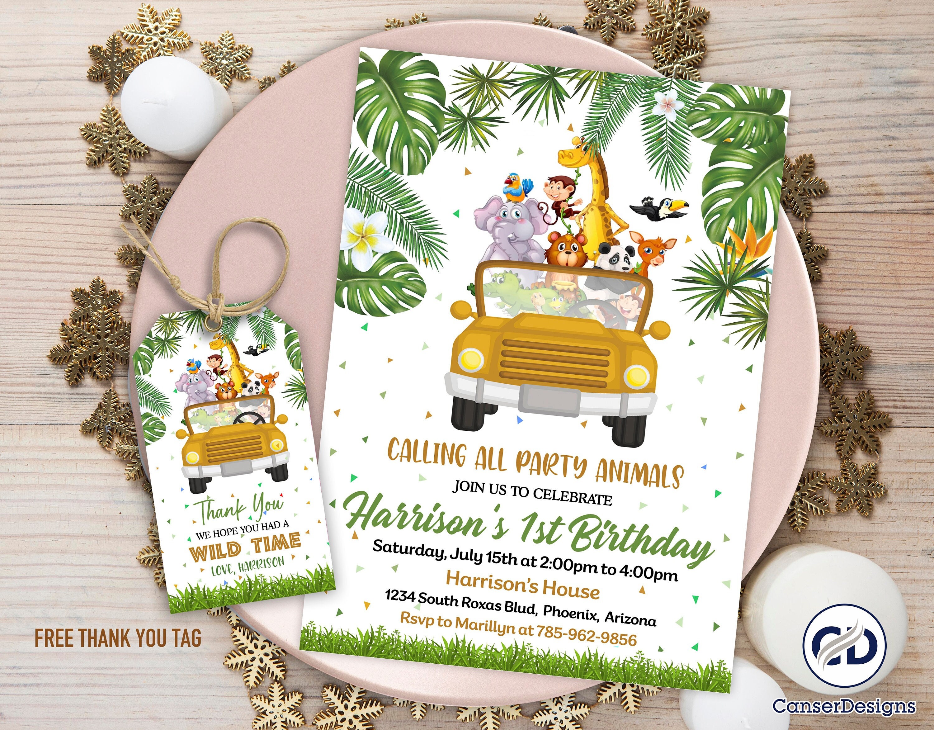 Printable Safari Birthday Invitation, Wild One 1st Birthday Invite ...