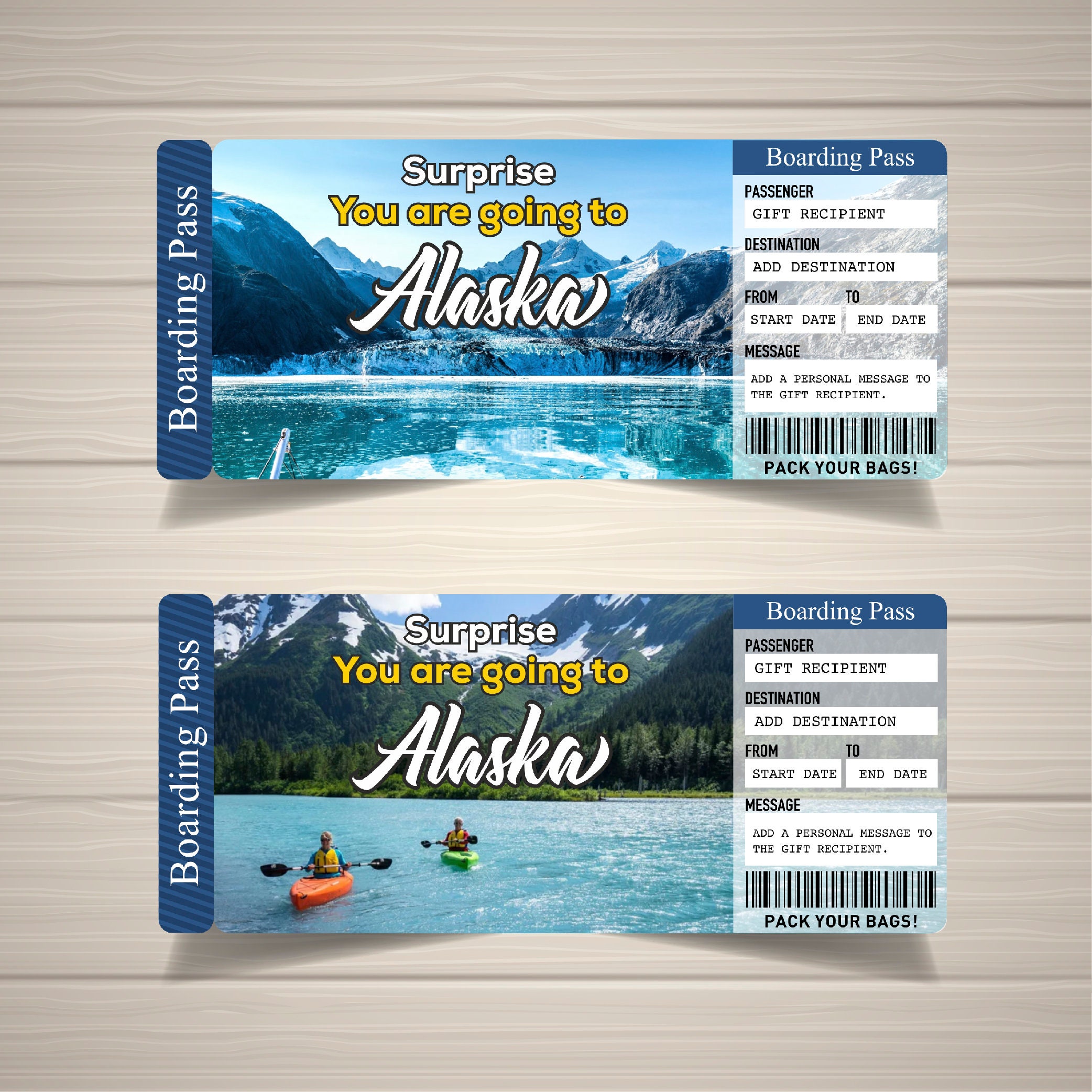 Surprise Alaska Trip Ticket Alaska Vacation Tickets Instant Download ...