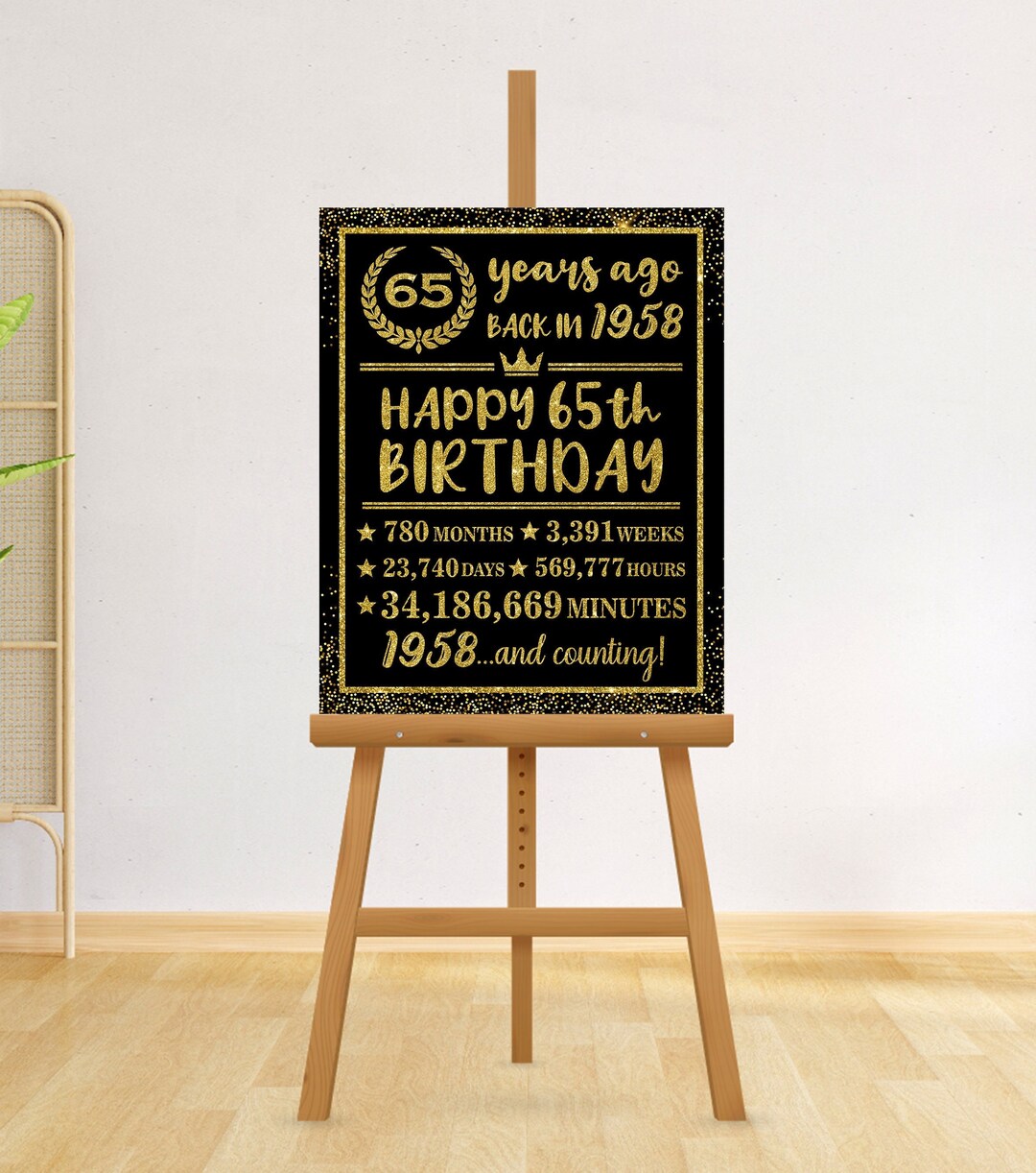 65th Birthday Party Print, 65th Party Decor, Table Decor, 65 Years ...