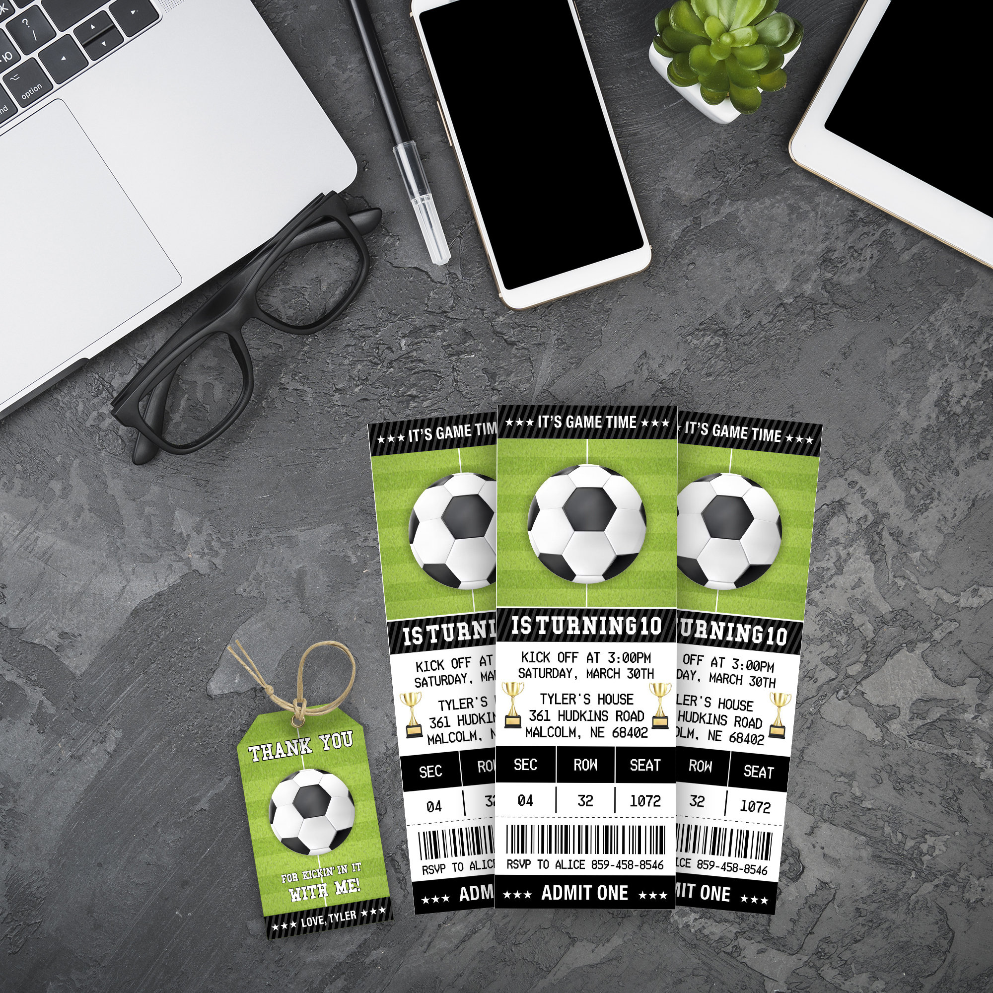 Editable Football Birthday Invitation, Football Ticket Invite, Boy ...