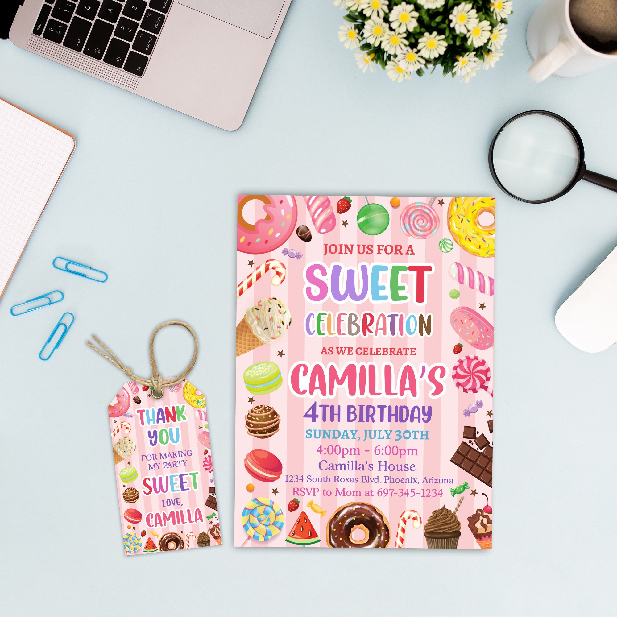 Sweets Candy Invitation, Sweet Candy Birthday Invitation, Sweet ...