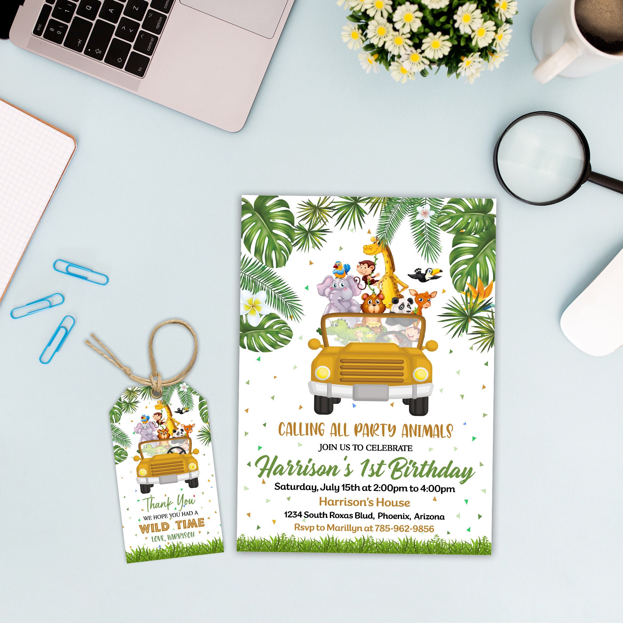 Printable Safari Birthday Invitation, Wild One 1st Birthday Invite ...