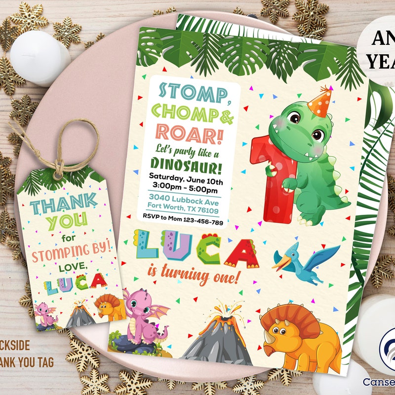 Dinosaur Invitation - Etsy